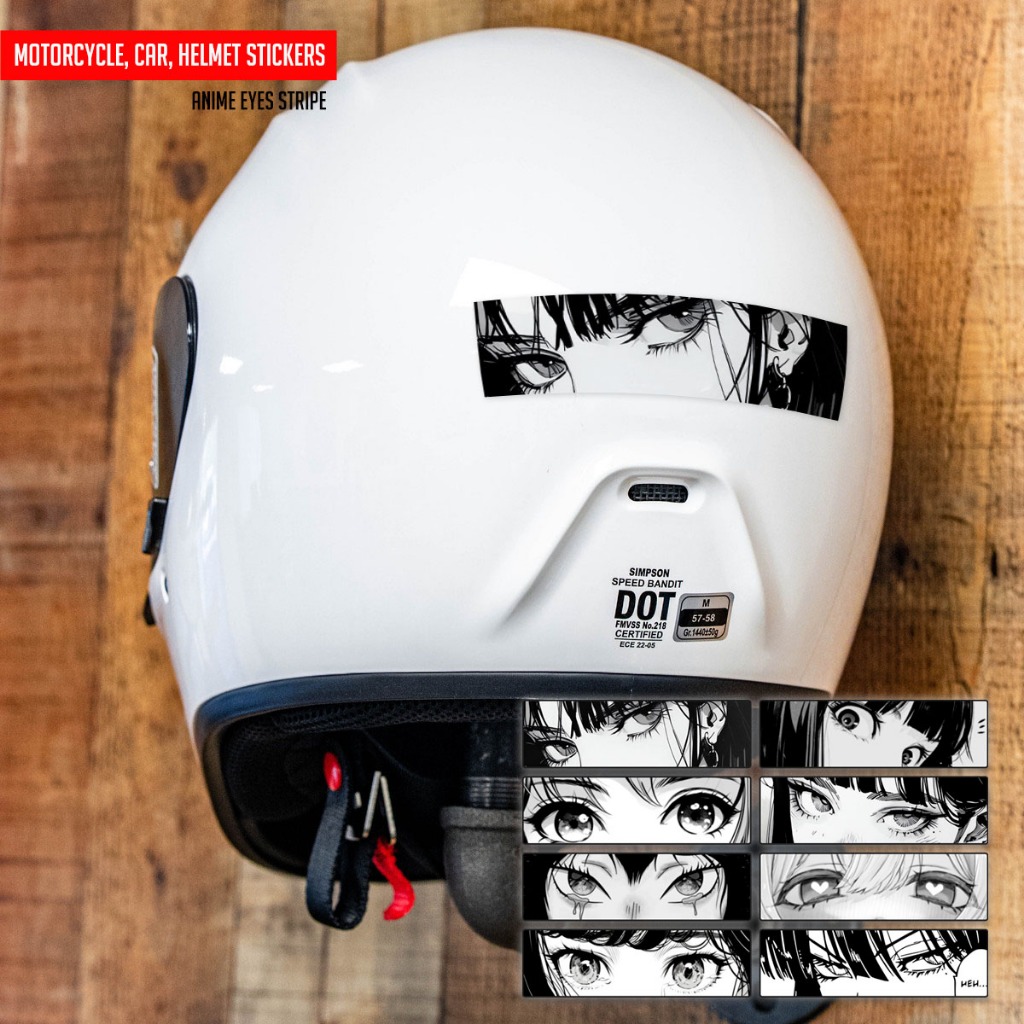 JDM Anime Girl Eye Stripe Sticker Motorcycle Car Helmet nmax xmax ...