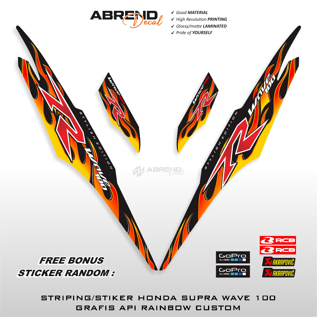 AXEDECAL - STRIPING SUPRA WAVE 100 CUSTOM FIRE GRAPHICS / WAVE STICKERS ...