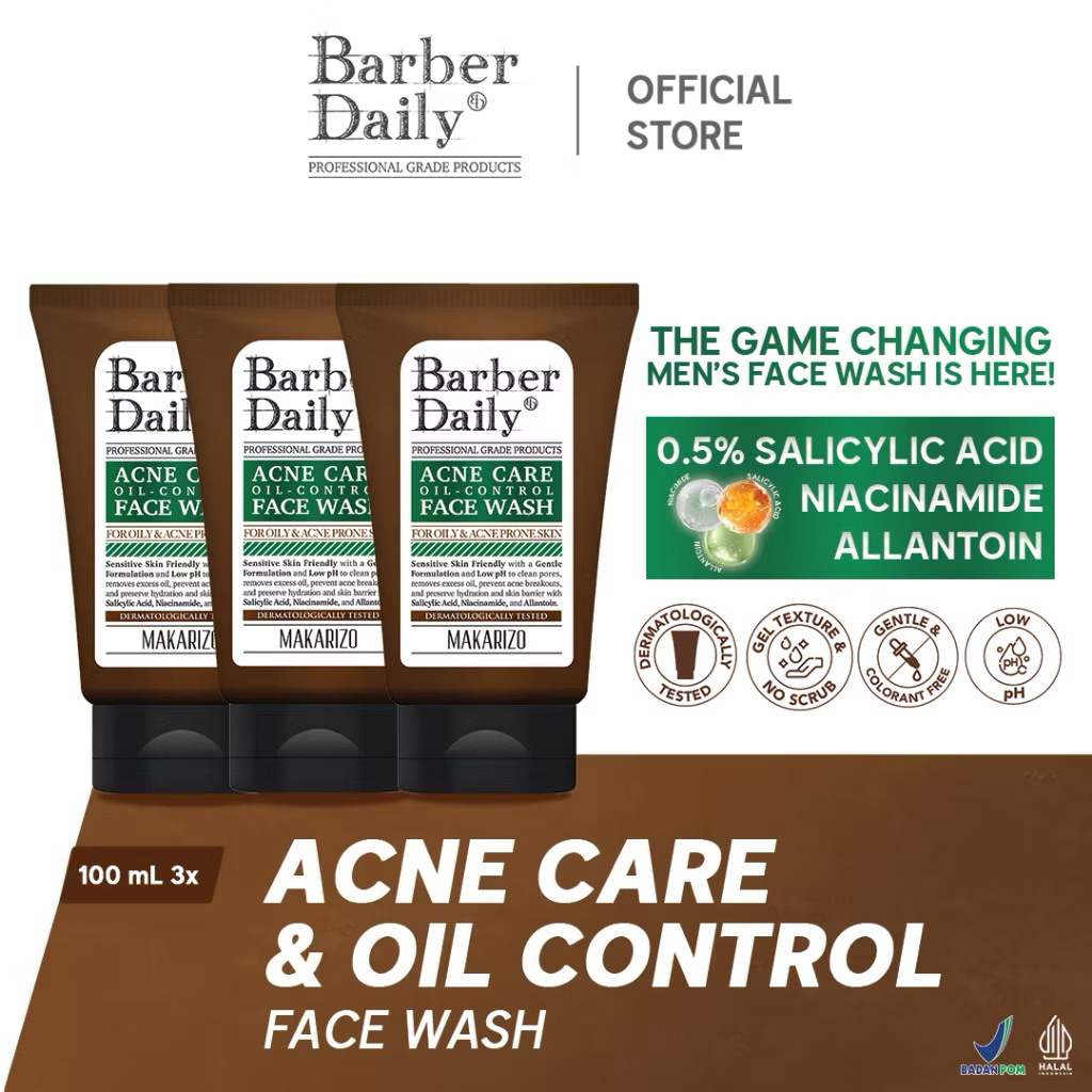 PACKAGE CONTENTS 3 - Makarizo Barber Daily Acne Care Oil Control 100ML ...
