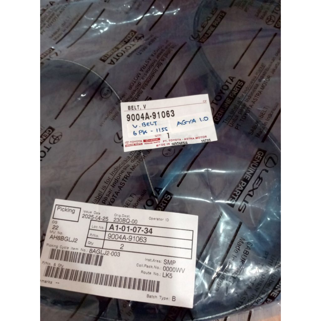 Genuine Toyota V-Ribbed Belt 9004A-91063 (Agya 1.0) - Original Part ...