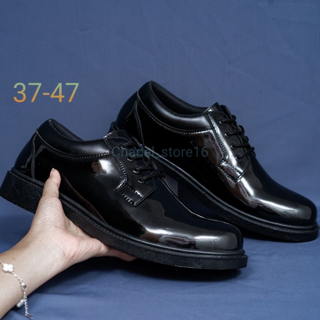 Black men's police security guard paskibra shoes | Shopee Philippines