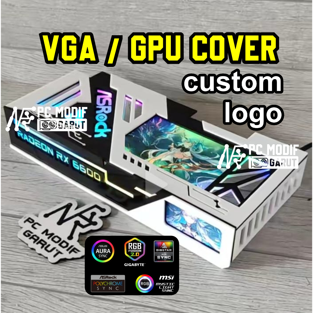 COVER GPU COVER VGA ASROCK RX 6600 EDITION CUSTOM LOGO SIZE ARGB LED ...