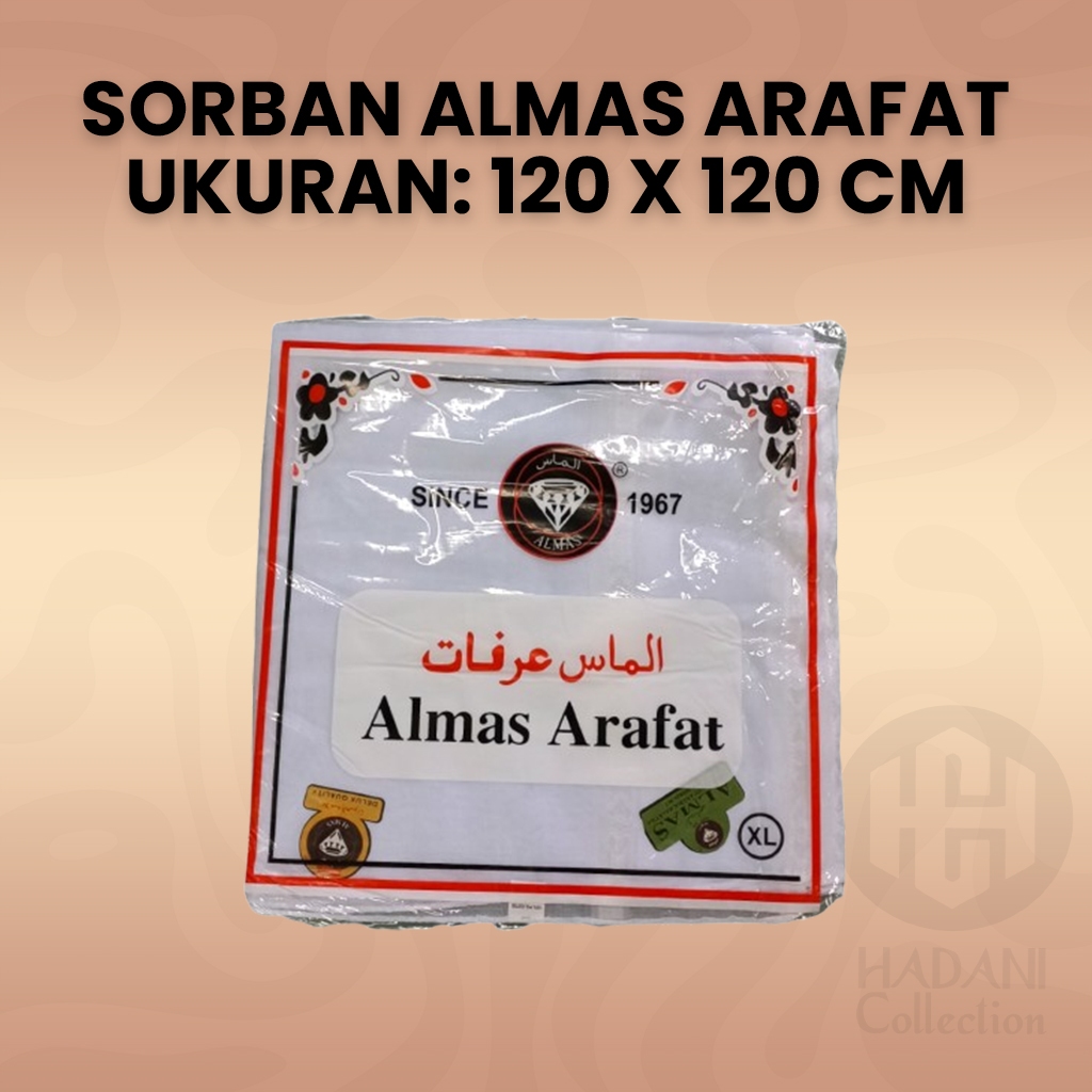 Almas Arafat Turban Black/White Plain Square Turban Semagh Imamah Shawl ...