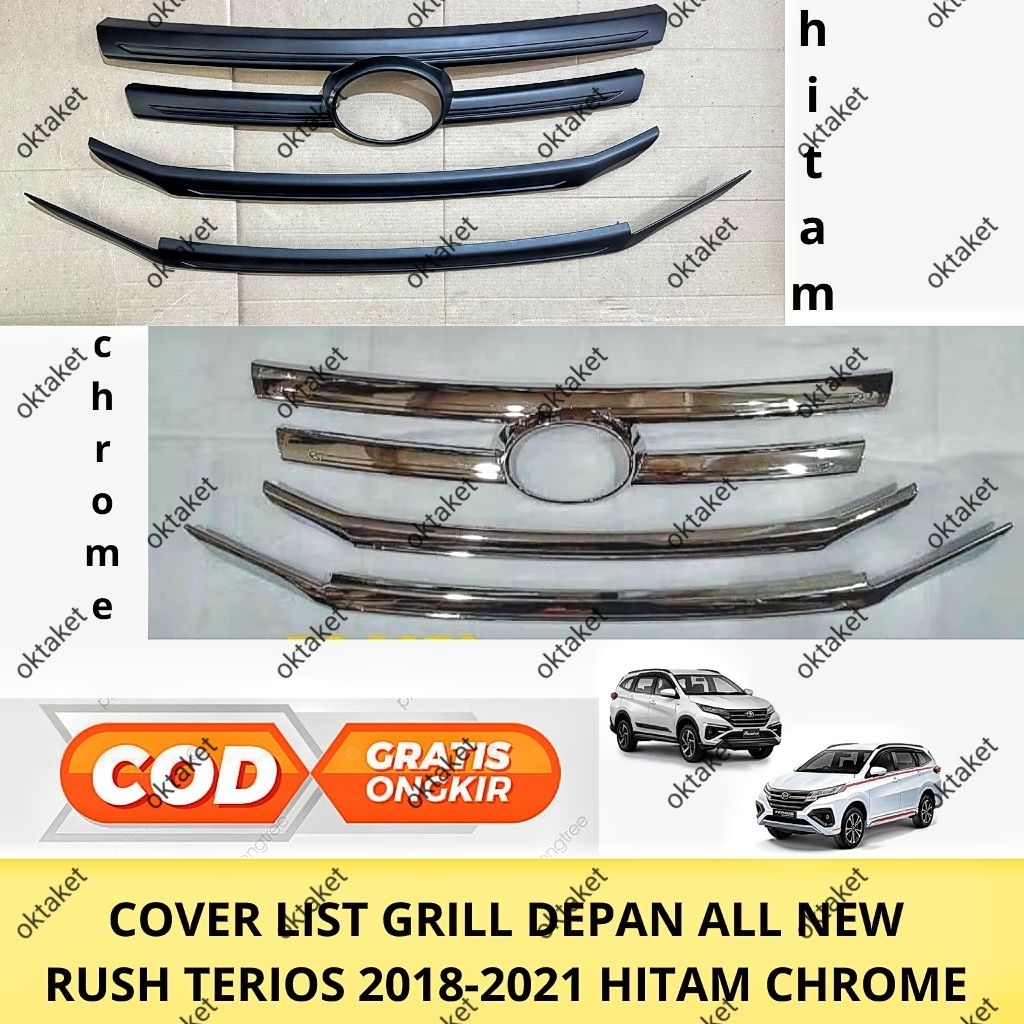 Cover List Front Grill 3pcs all new rush Terios 2018 2019 2021 chrome ...