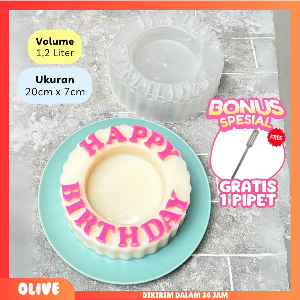 1,2 Liter Premium Plastic Happy Birthday Pudding Mold / Birthday Sponge ...