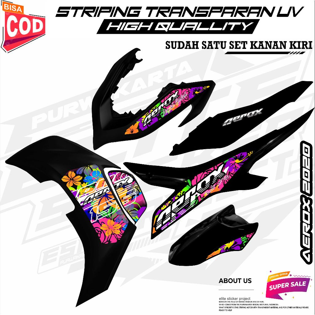 STRIPING VARIATION 12 TRANSPARENT YAMAHA AEROX 155 NEW 2020 2022 SIMPLE ...