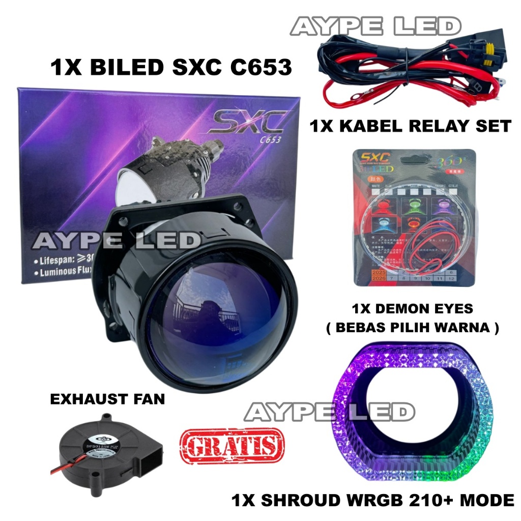 Biled Projector 2.5 inch C653 SXC Car/ Motor 2.5 Inch 60W Twin Bluelens Lens MK1 MKL | Shopee ...