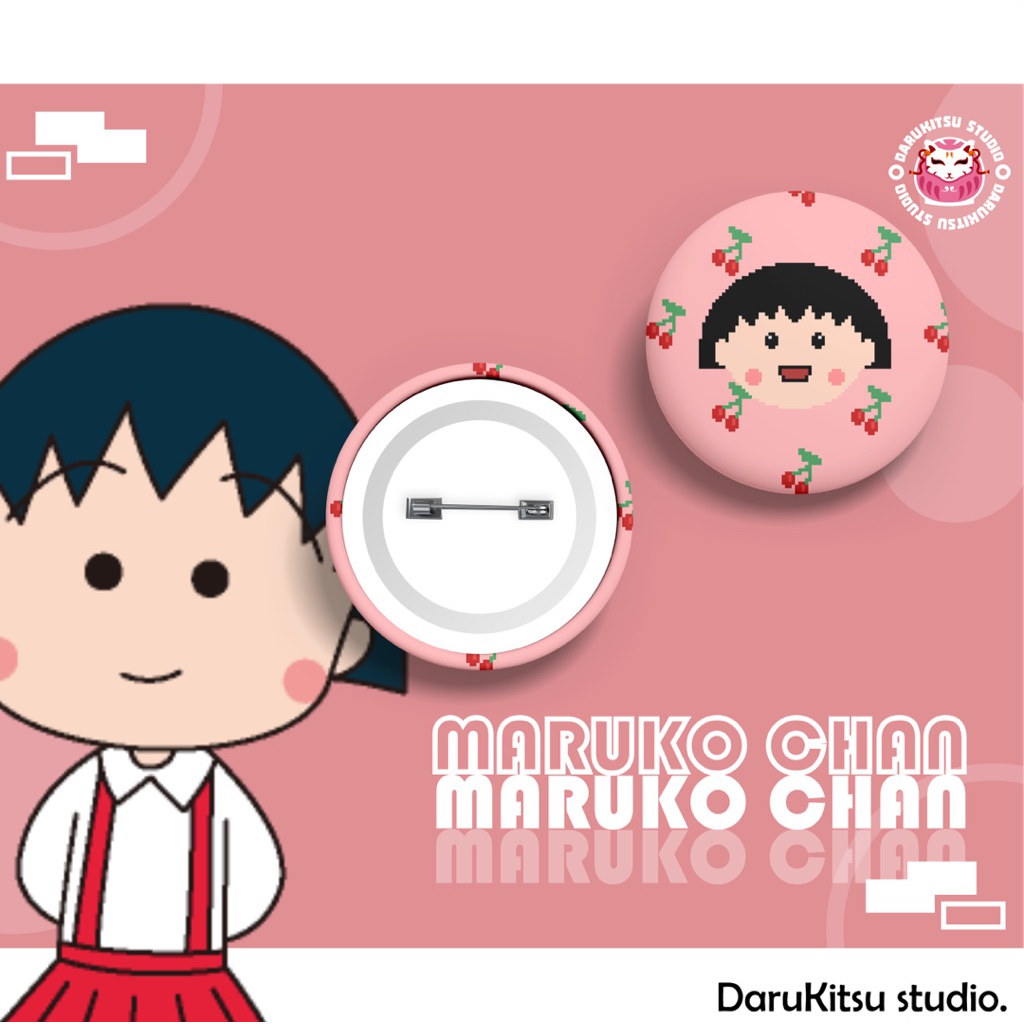 Badge/Pinbutton/Button pin/Chibi Maruko-chan/Maruko Chan/Hanawa/Kimio ...
