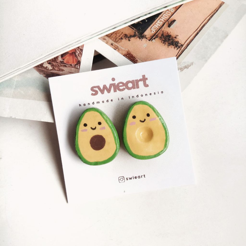 Avocado Handmade Air Dry Clay Pins with Glossy Finish | Brooch ...