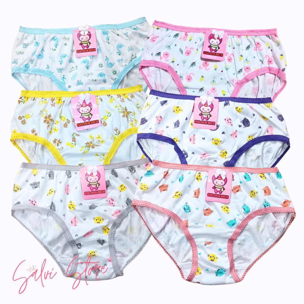 Salvi Store| 6 Pcs CD GOLDEN NICK Girls Full Motif Lace Model | Shopee ...