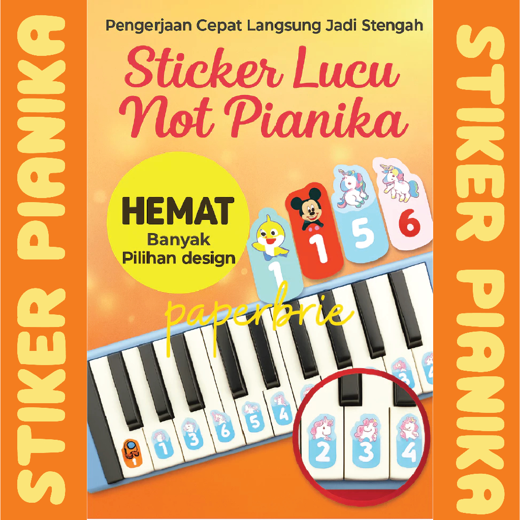 SAVE Pianika Sticker – Number Notes & Cute Piano Keys, You Can Choose ...