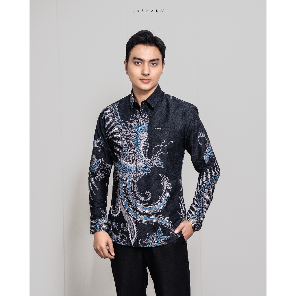 KEMEJA Laskala Batik Premium Qanita Men's Slimfit Long Sleeve Batik ...