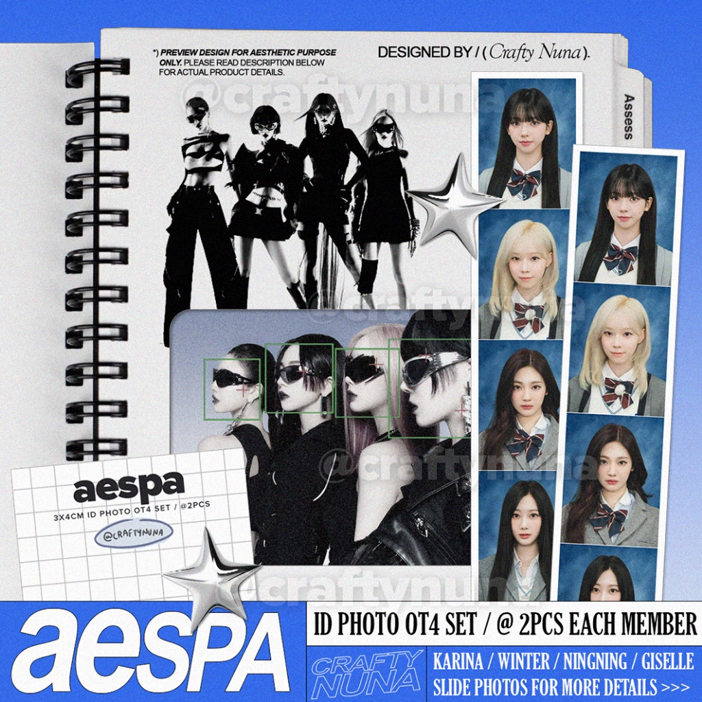 AESPA ID PHOTO SET passport PHOTO pack school kpop idol collection ...
