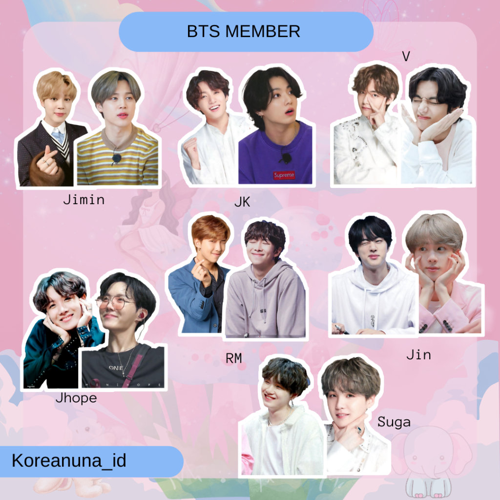 HP Kpop Bts Member Sticker Cute Chibi Tinytan Cartoon Aesthetic Sticker ...