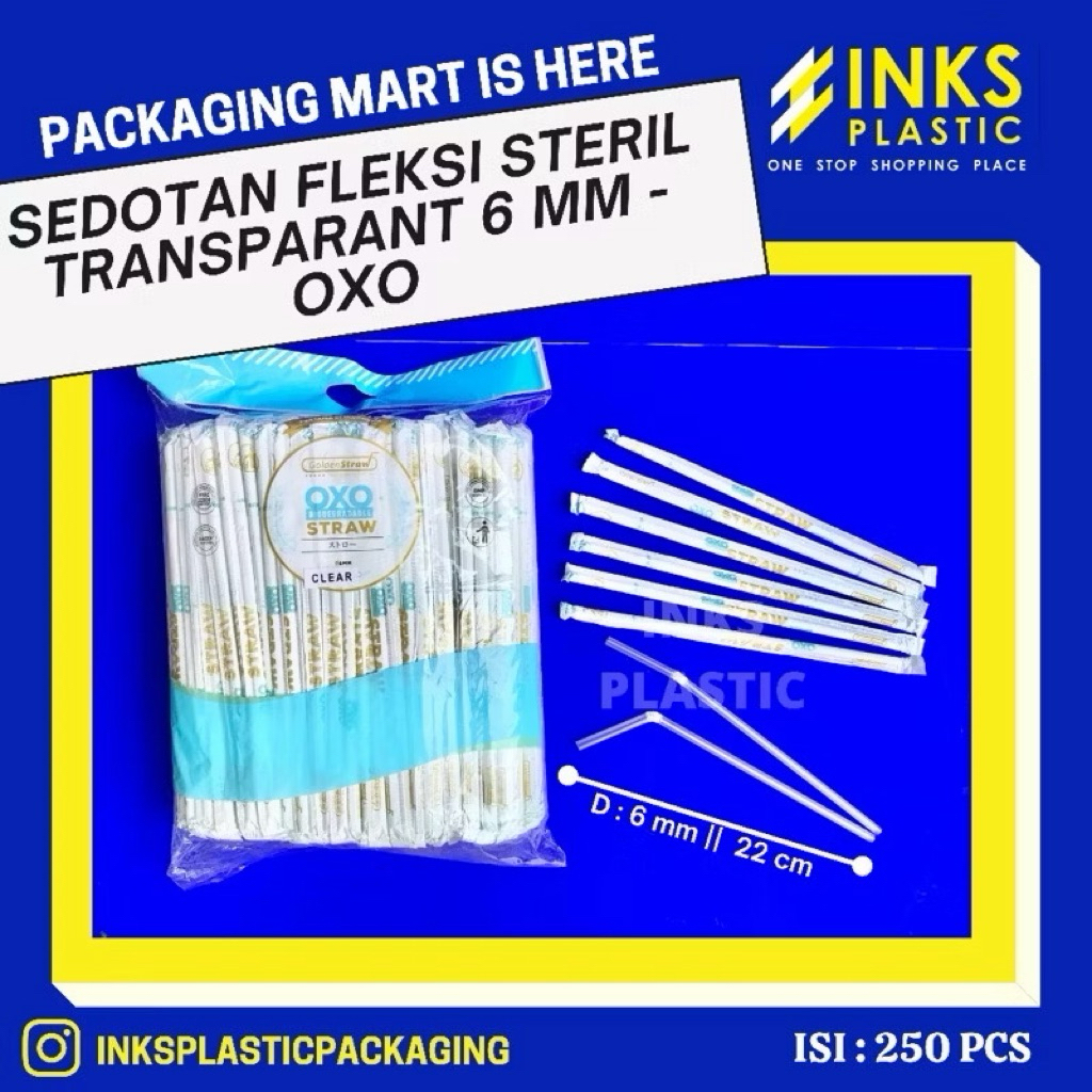STERILE FLEXIBLE STRAW TRANSPARANT STRAW STRAW PAPER WRAPPING (250 PCS ...
