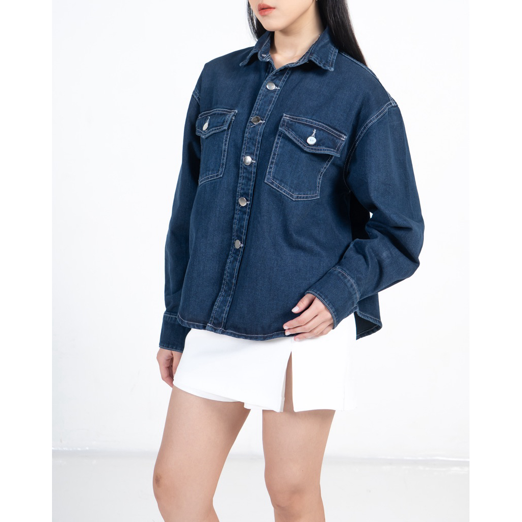 KEMEJA GELSEYROOMS | Edith Denim Shirt | Jeans Shirt | Shopee Philippines