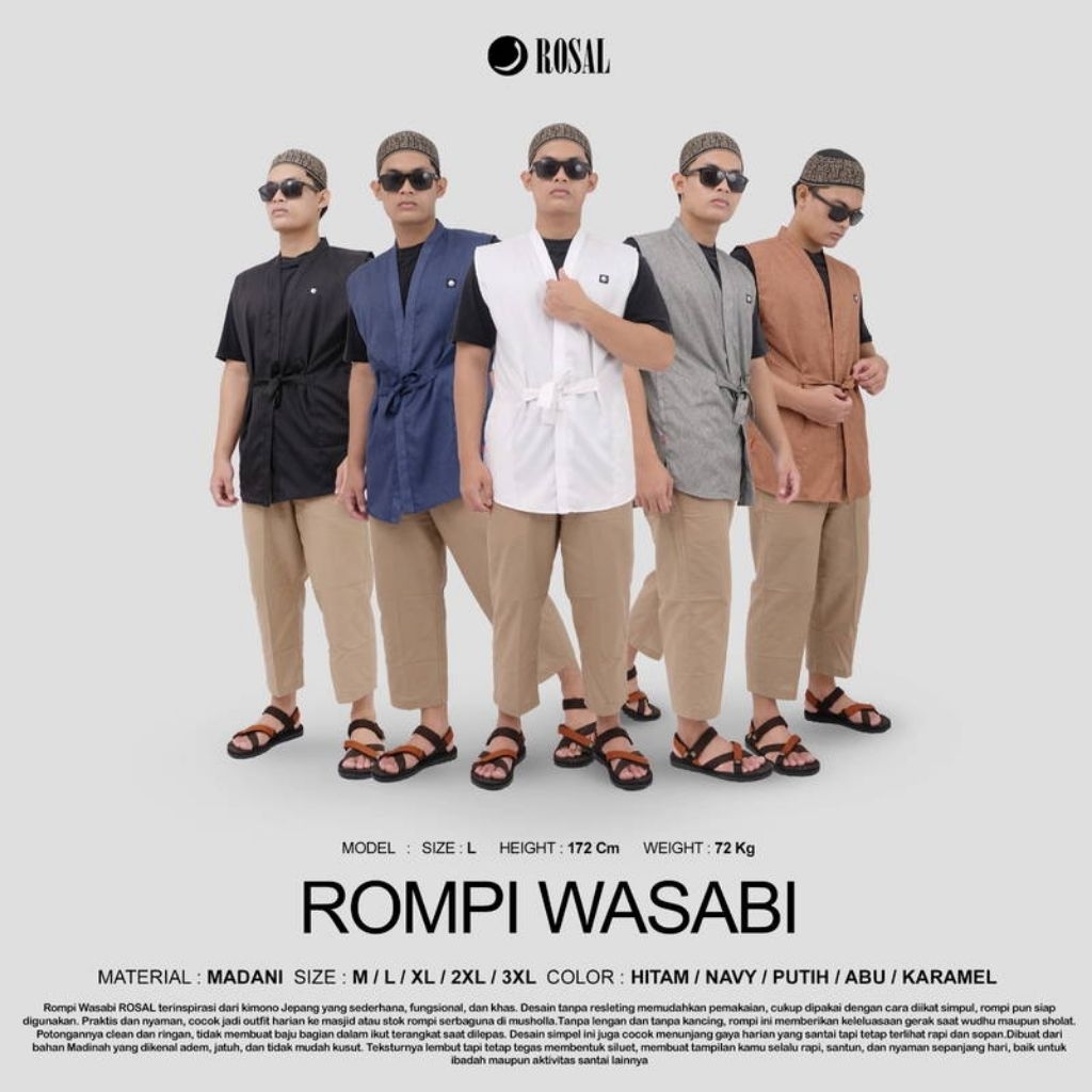 Rosal Wasabi Vest | Men's Prayer Vest with a Typical Japanese Kimono ...