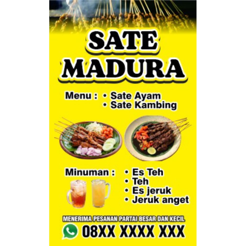 Mmt banner for selling chicken satay, goat satay, madura satay, ready ...