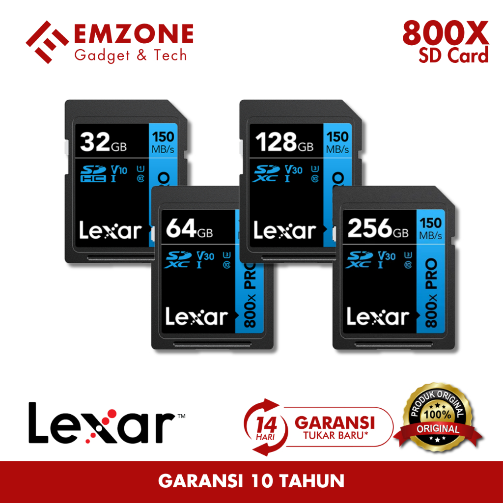 Lexar SD Card 800x 32GB 64GB 128GB 256GB Blue Series Professional UHS-I ...