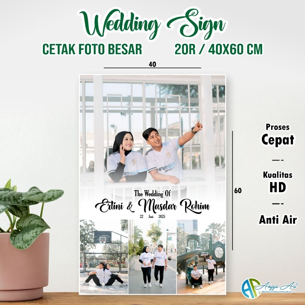LARGE PHOTO PRINTING + MDF WOODEN FRAME | WEDDING SIGN Size 20R/40x60cm ...