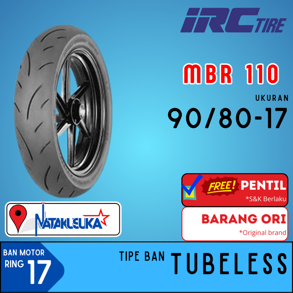 IRC Softcompound MBR110 90/80-17 Tubeless TL Motorcycle Tire | Shopee ...