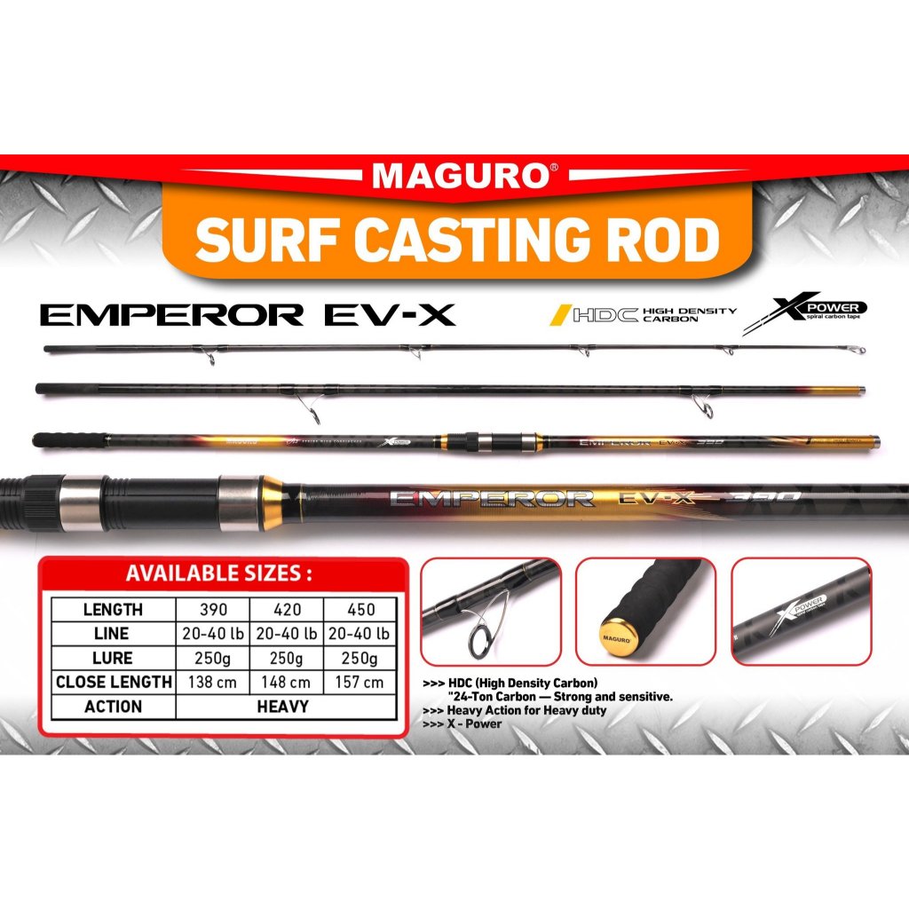 Rod SURF CASTING MAGURO EMPEROR EV-X SPIRAL CARBON TAPE | Shopee ...