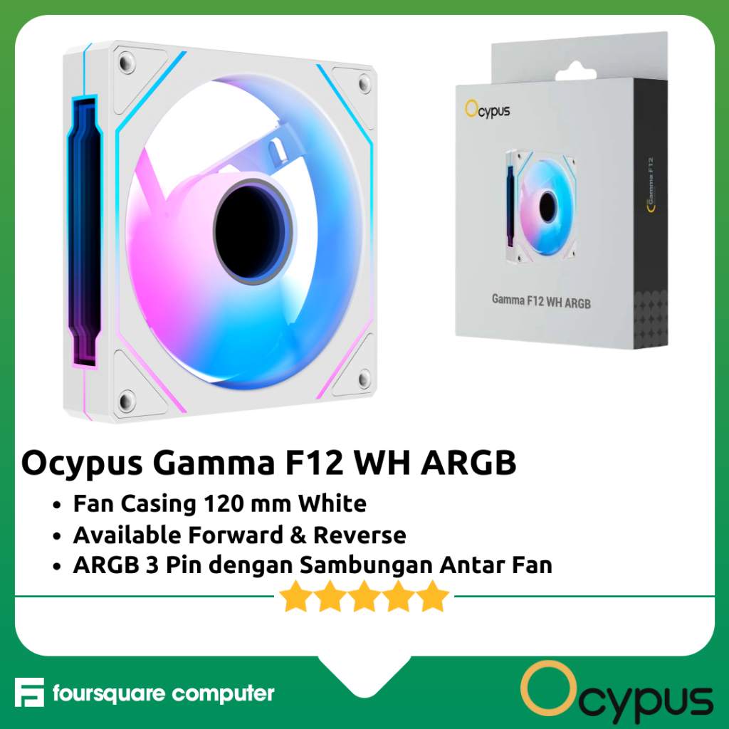Ocypus Gamma F12 WH ARGB Forward Reverse White Fan Casing 120 mm White ...