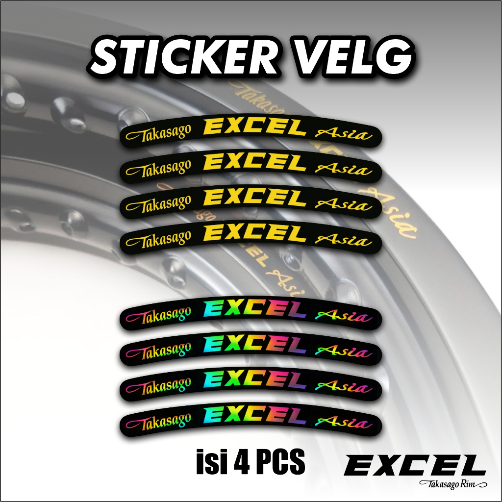 4 PCS Takasago Excel Asia Printcut Rim Stickers Already Cut Anti Fade ...
