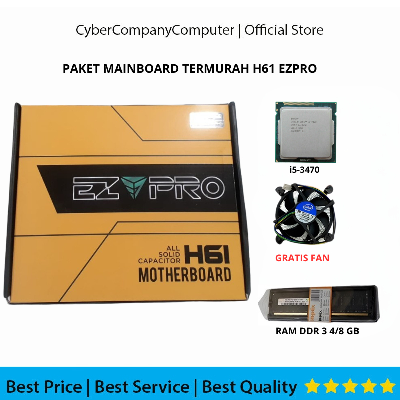 EZPRO H61 LGA 1155 Core i5-3470 Motherboard Package Lga 1155 DDR3 Gen2 ...