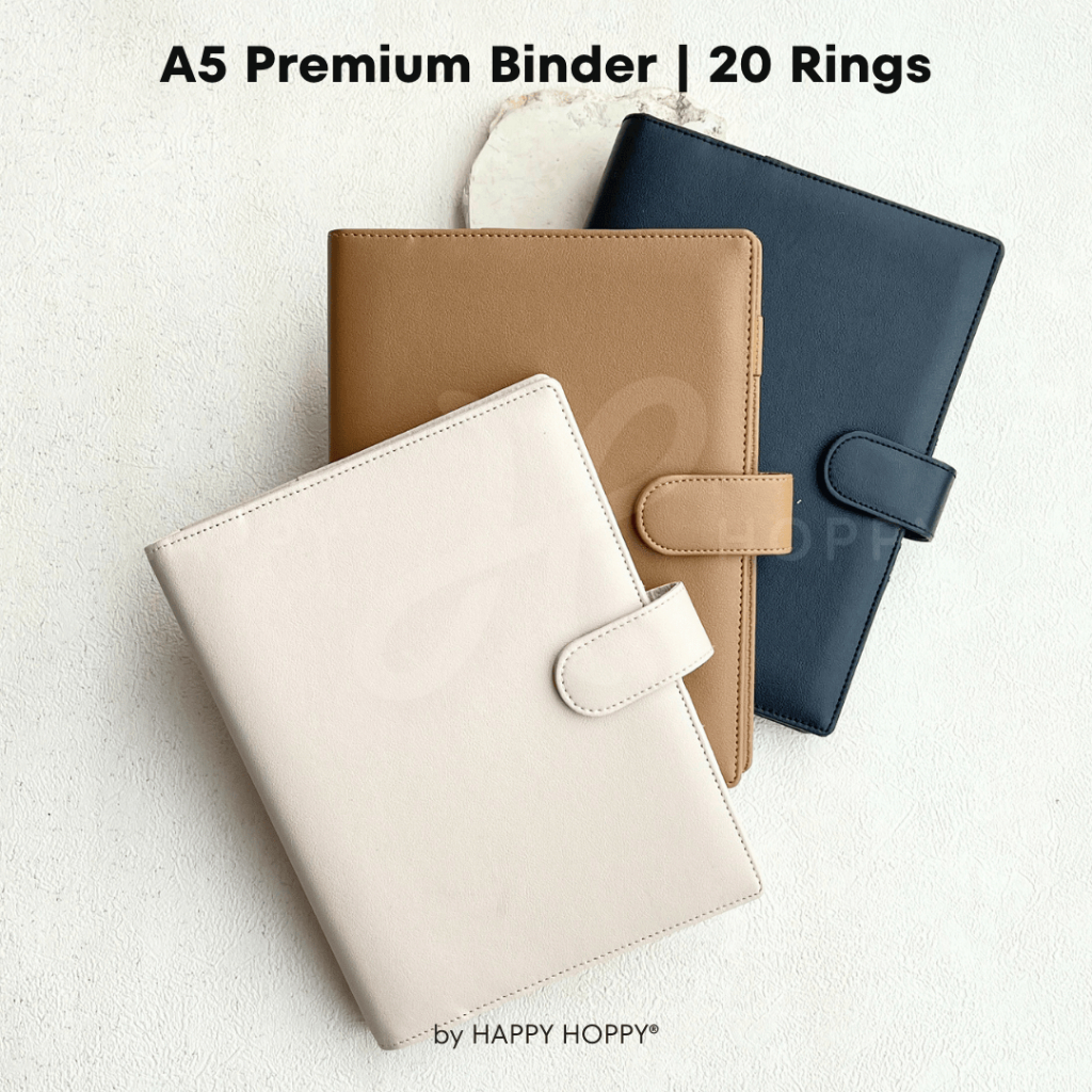 HAPPY HOPPY - Premium Binder Leather A5 20 Rings | Leather Binder ...