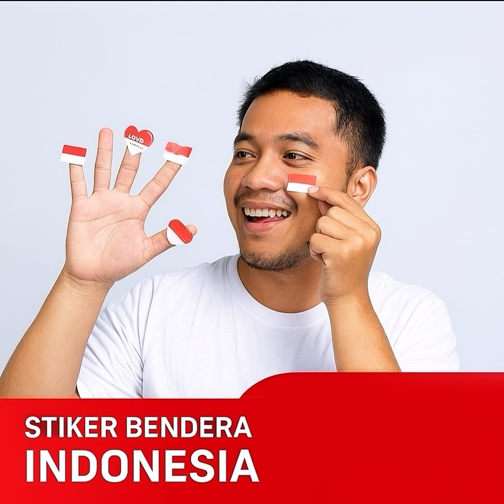 MERAH Joyful 25pcs Dirgahayu RI Red and White Flag Cheek Stickers ...