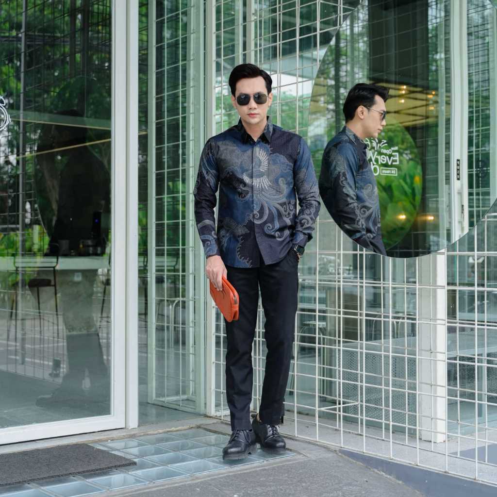 KEMEJA Men's Long Sleeve Slimfit Premium Batik Shirt, Formal Office ...