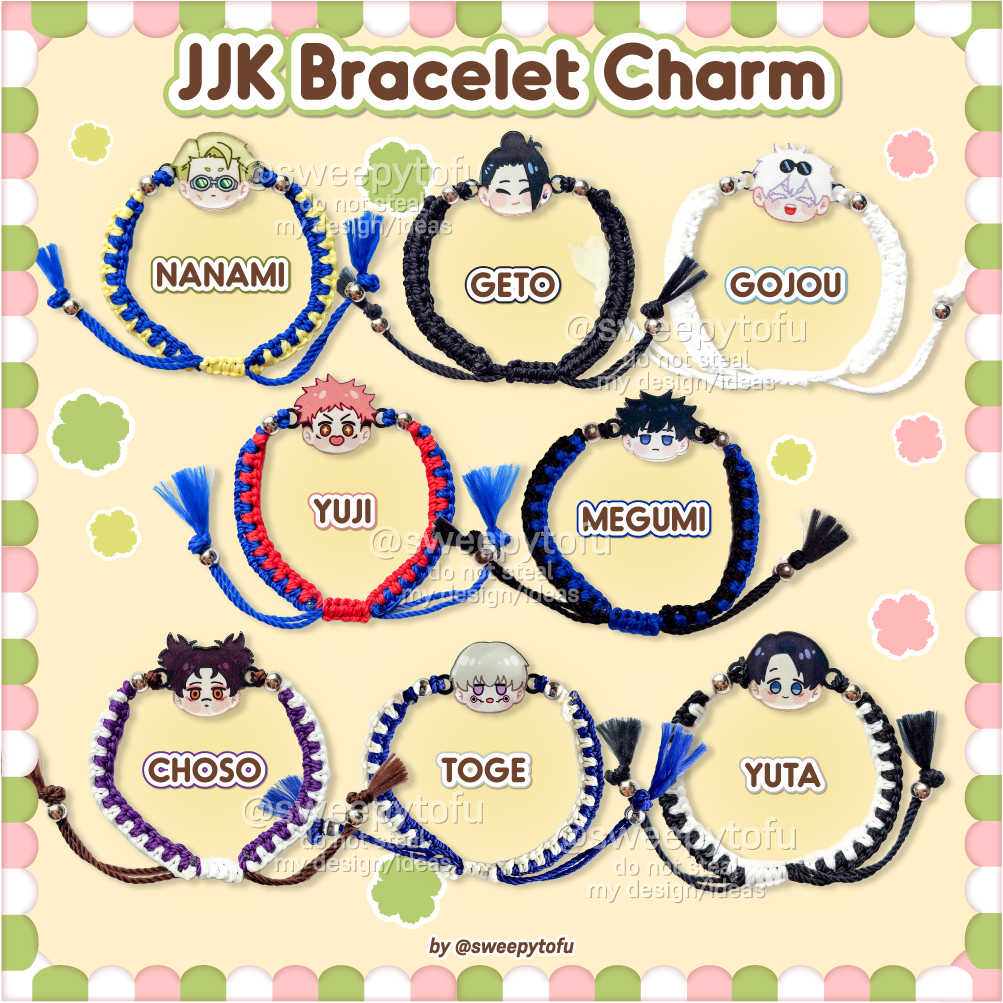 Bracelet charm adjustable Bracelet all size Jujutsu Kaisen Gojou Geto ...