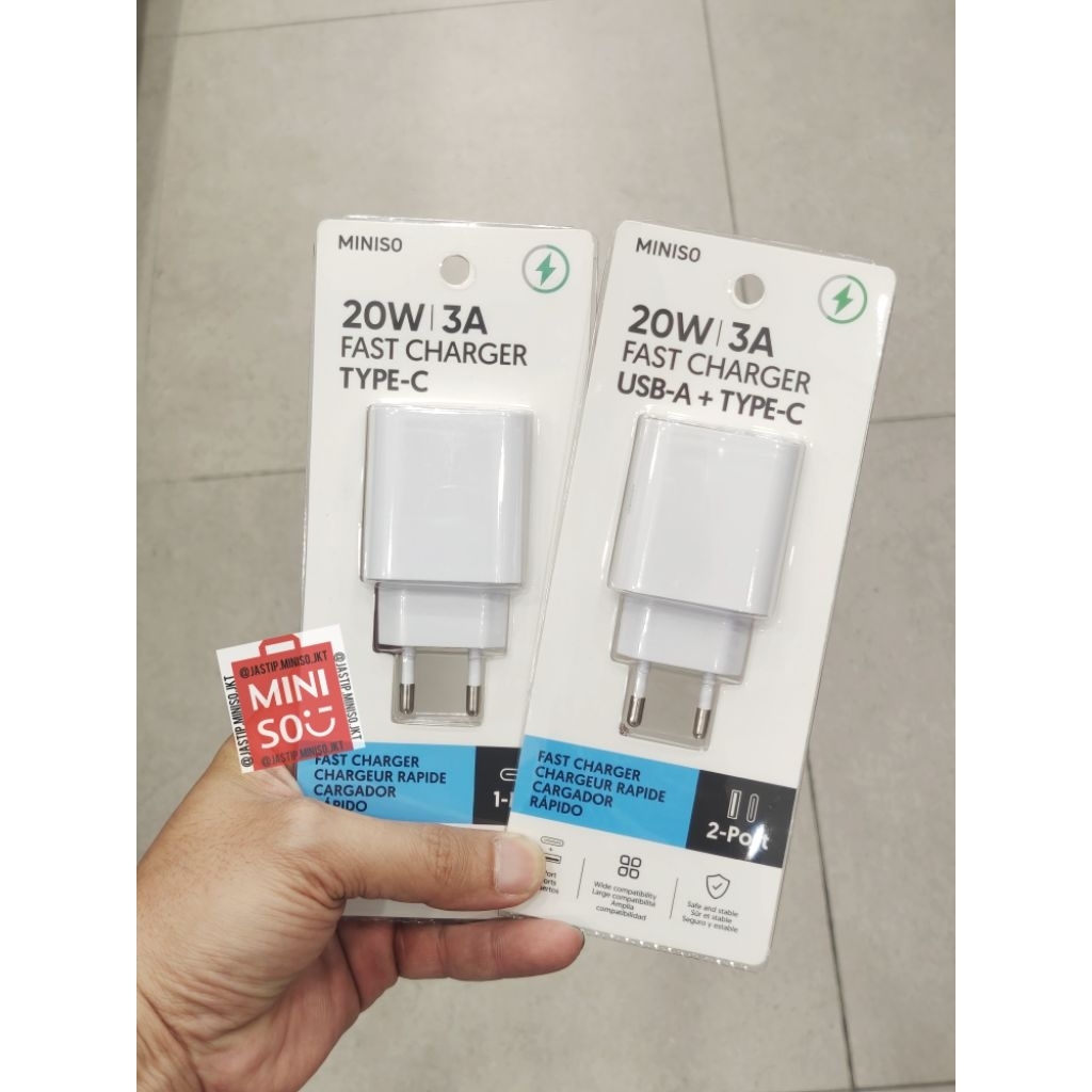 MINISO Fast Charger Head 20W 3A (Type-C / USB-A + Type-C) | Shopee ...