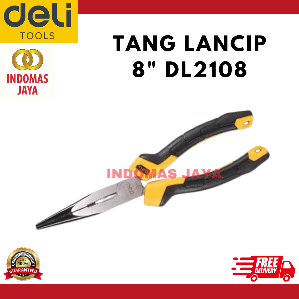 Deli Long Nose Plier 8" Chrome PVC Pointed Pliers/ DL2108Z | Shopee ...
