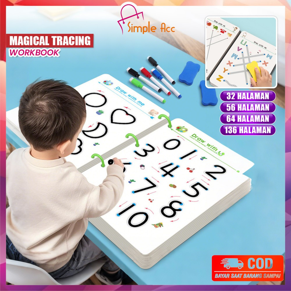 DO-M386 Educational Toys Drawing Writing Practice Erasable Point Book ...