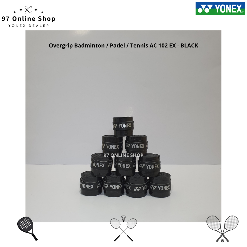YONEX Overgrip Badminton Padel Tennis AC 102 EX WET SUPER GRAP TAPE Polyurethane 120 cm - BLACK ...