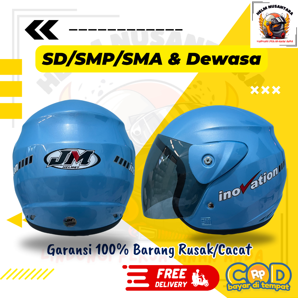 JM Innovation Evolution Half Face Helmet SNI Lightweight Safe Anti ...