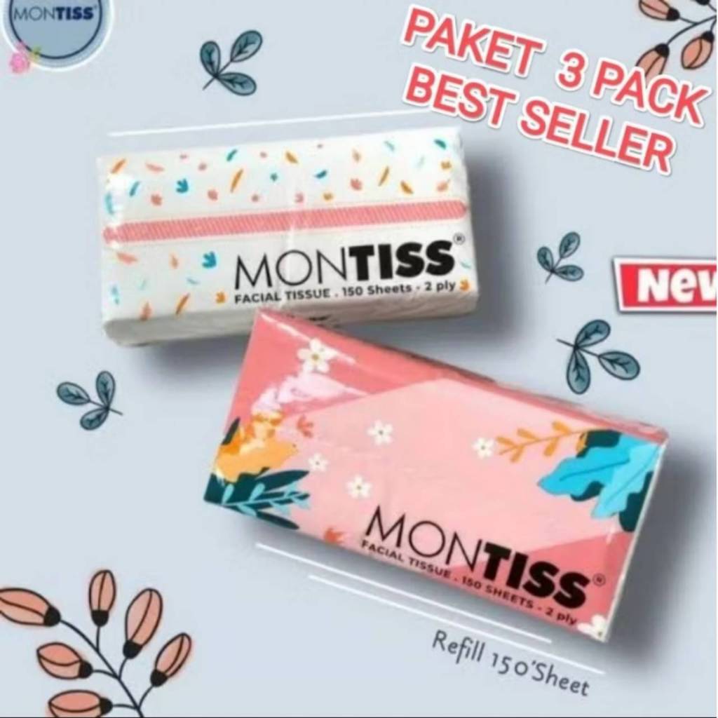 [ 3 PACK ] PACKAGE CONTAINS 3 PACKS (Fruit) TISSUE MONTISS 150 SHEETS ...