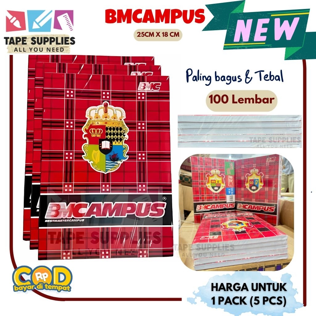 (5 BOOKS) BMC BMCAMPUS Notebook 100 Sheets Thick Notebook/ - Large ...