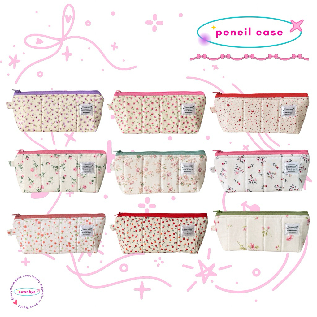 Slim triangle pencil case (floral/coquette) | Sewnbyz | Shopee Philippines