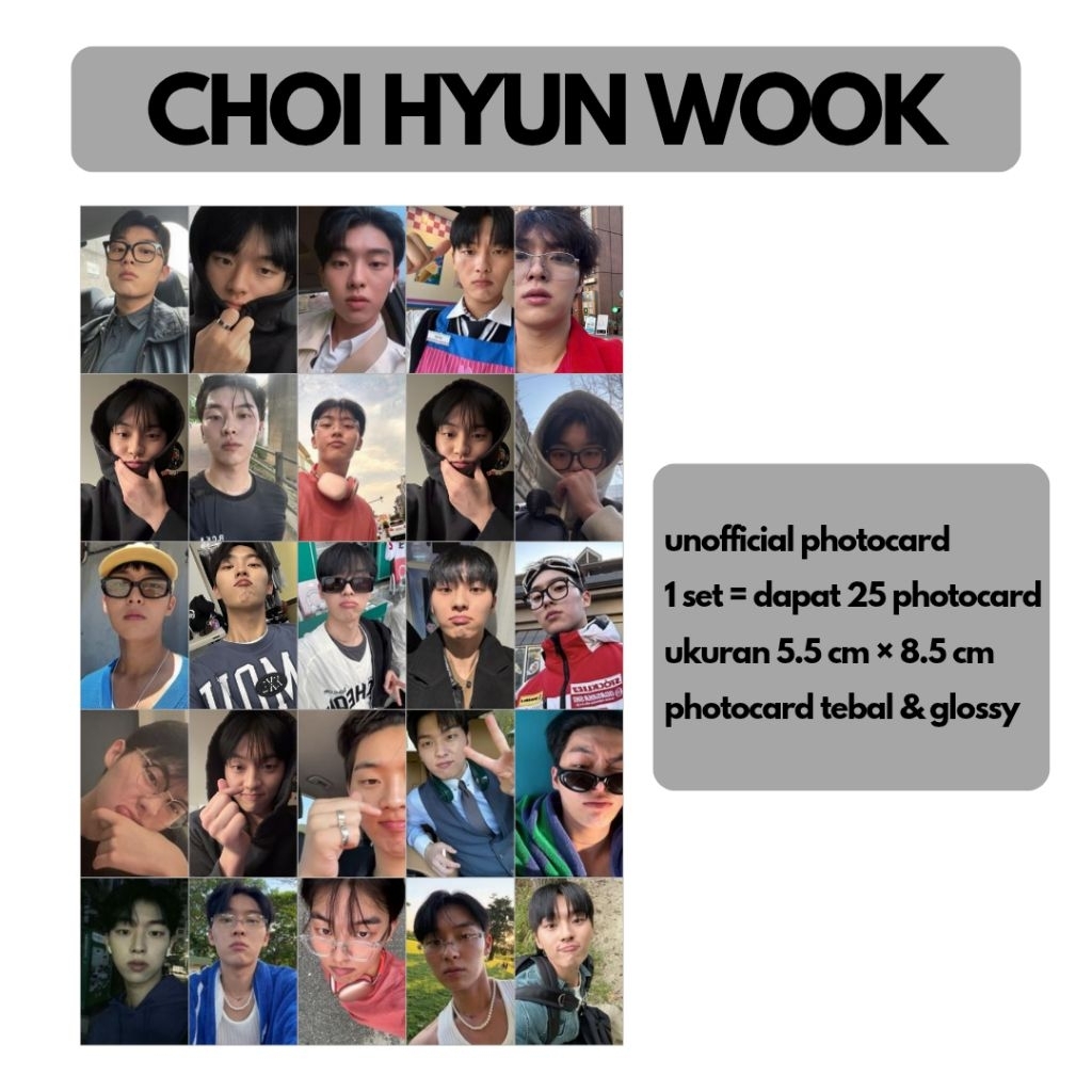 [UNOFFICIAL SET] KOREAN CHOI HYUN WOOK ACTOR PHOTOCARD | Shopee Philippines