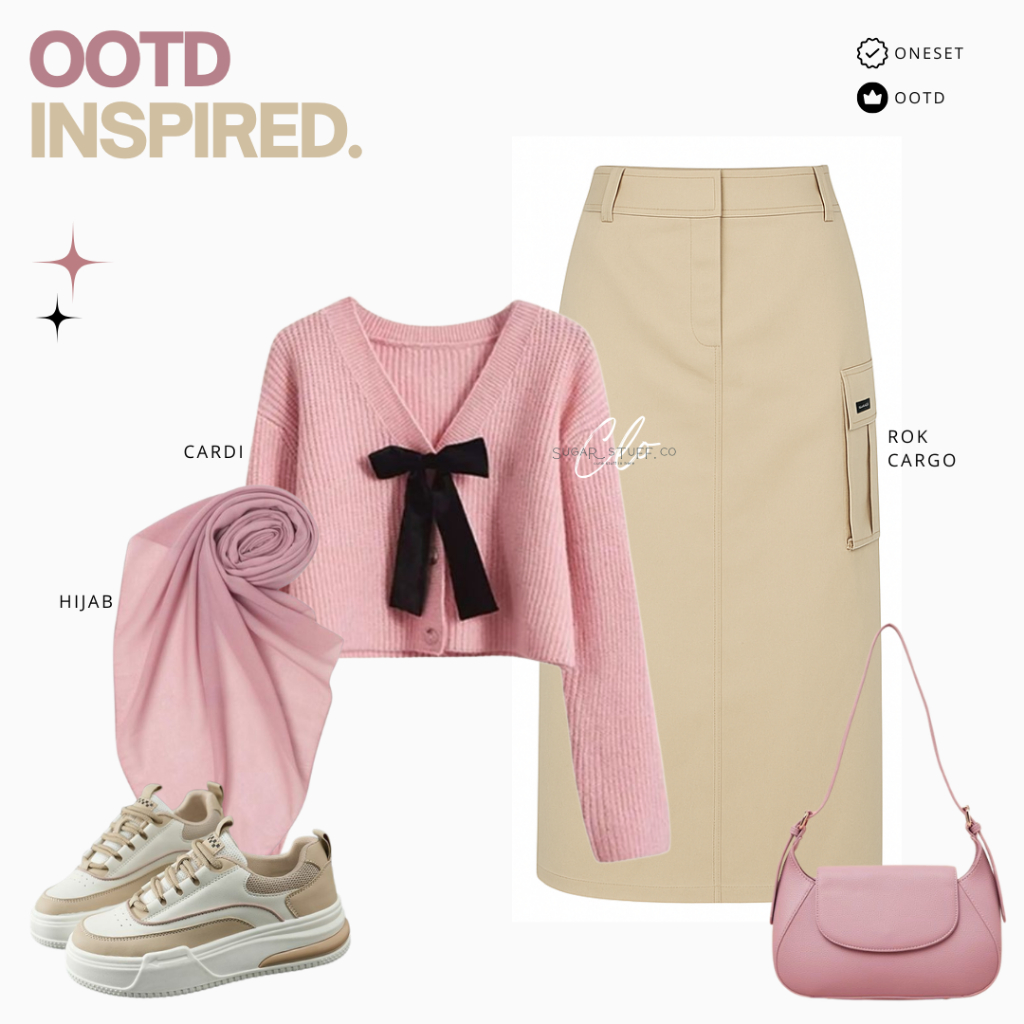 GD38 - Cheap Package One Set OOTD Hijab Style (Pashmina + Cardi + Cargo ...