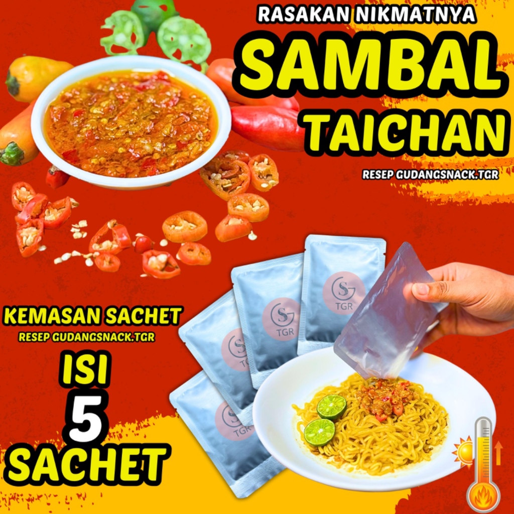 (5 Sachets) Delicious Spicy Taichan Sambal Gudangsnake Recipe Practical ...
