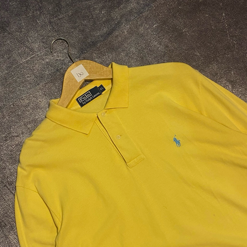 Polo Ralph Lauren RL Polo Shirt Yellow Yellow Long Sleeve Rugby Brand ...