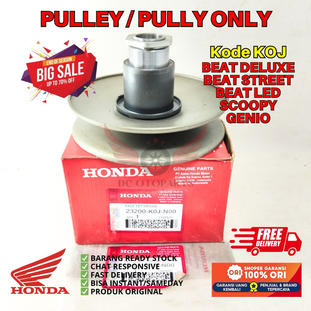 KOJ PULLEY BEAT DELUXE ORIGINAL AHM HONDA, ORIGINAL BEAT STREET PULLY ...