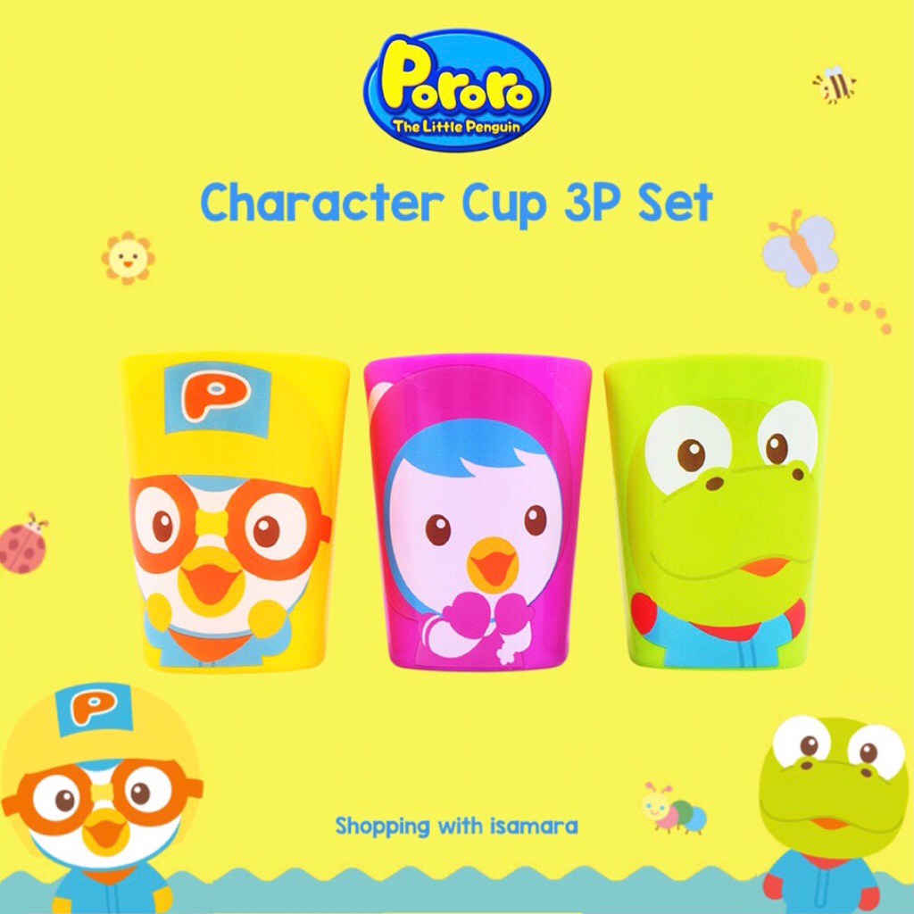 Pororo Character Cup 3P Set / Pororo Glass, Petty and Crong | Shopee ...