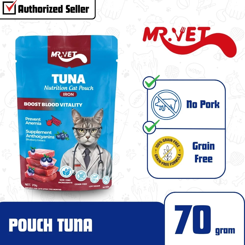 (12x) - Mr Vet Pouch Iron Iron Tuna Nutrition Cat Wet Cat Food 70g ...