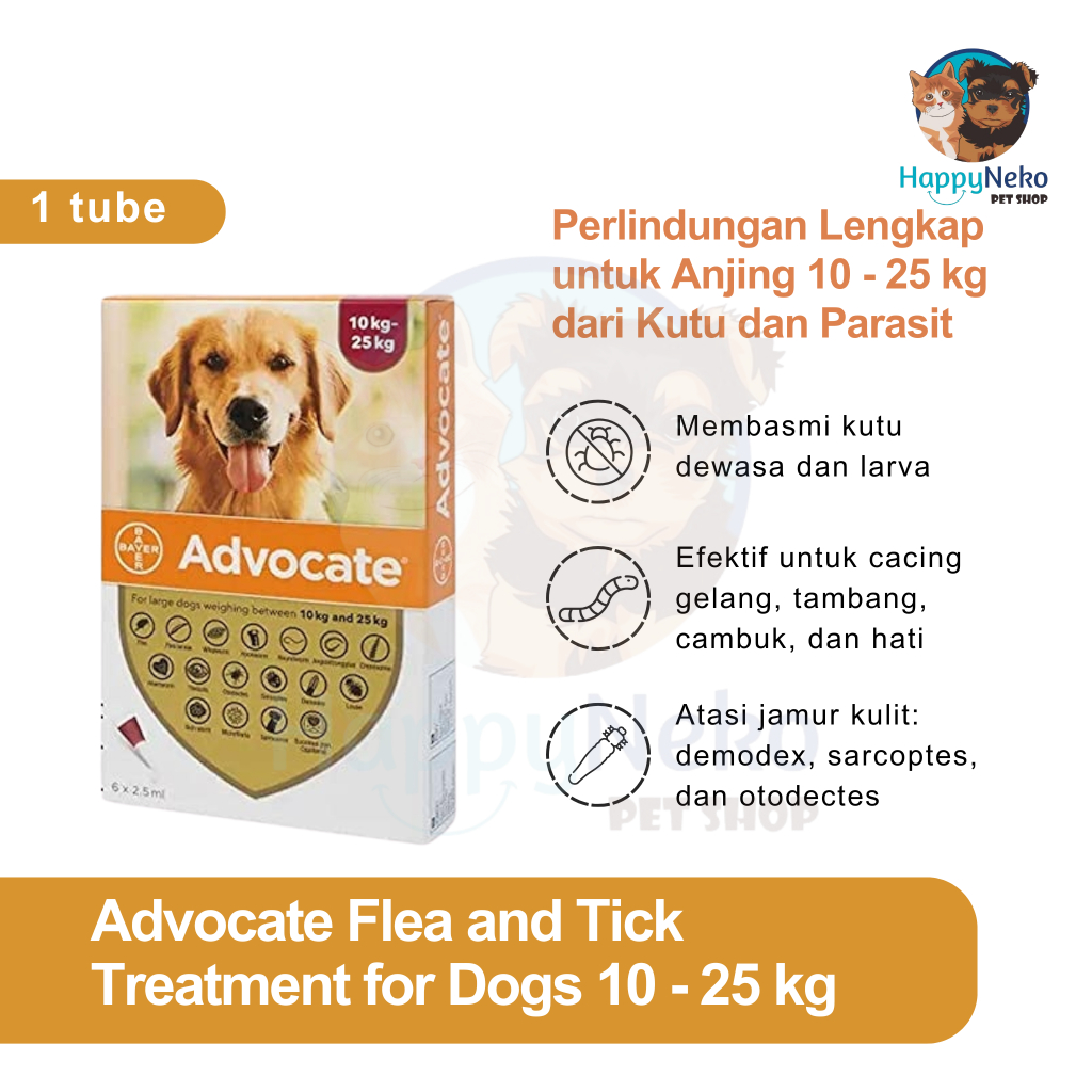 ADVOCATE FLEA AND TICK 10KG-25KG FOR DOG FLEA DROPS MEDICINE | Shopee ...