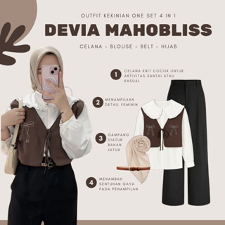 Devia Set Outfit | Devia Blouse + Pants + Hijab + Belt 4-in-1 Set ...